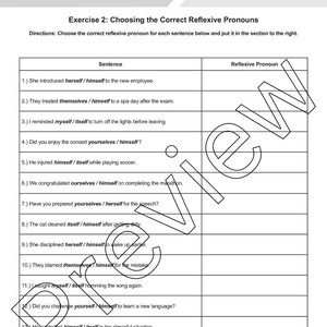 Reflexive Pronouns Lesson: Introduction + 3 Worksheets (editable ...