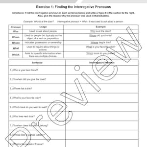 Interrogative Pronouns Lesson: Introduction + 2 Worksheets (editable ...
