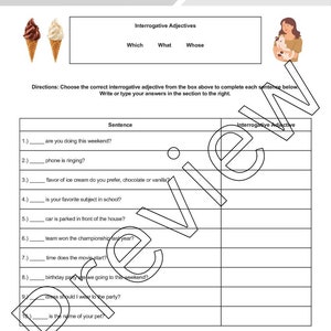 Interrogative Adjectives Worksheets Bundle for English Learners and ...