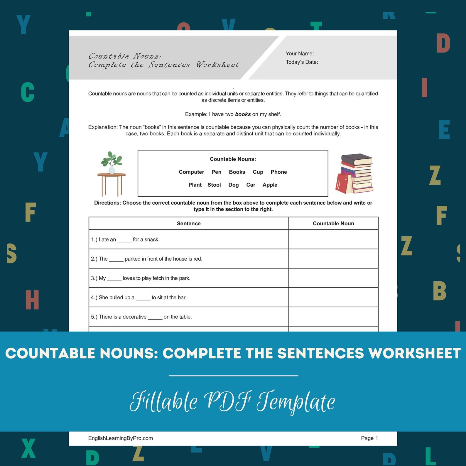 Noun Worksheets Bundle for English Learners and English Teachers ...