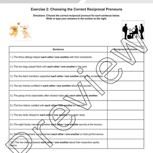 Reciprocal Pronouns Lesson: Introduction + 2 Worksheets (editable ...
