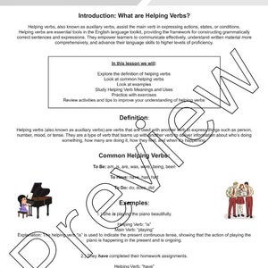 Helping Verbs Lesson: Introduction + 4 Worksheets (editable, Fillable ...
