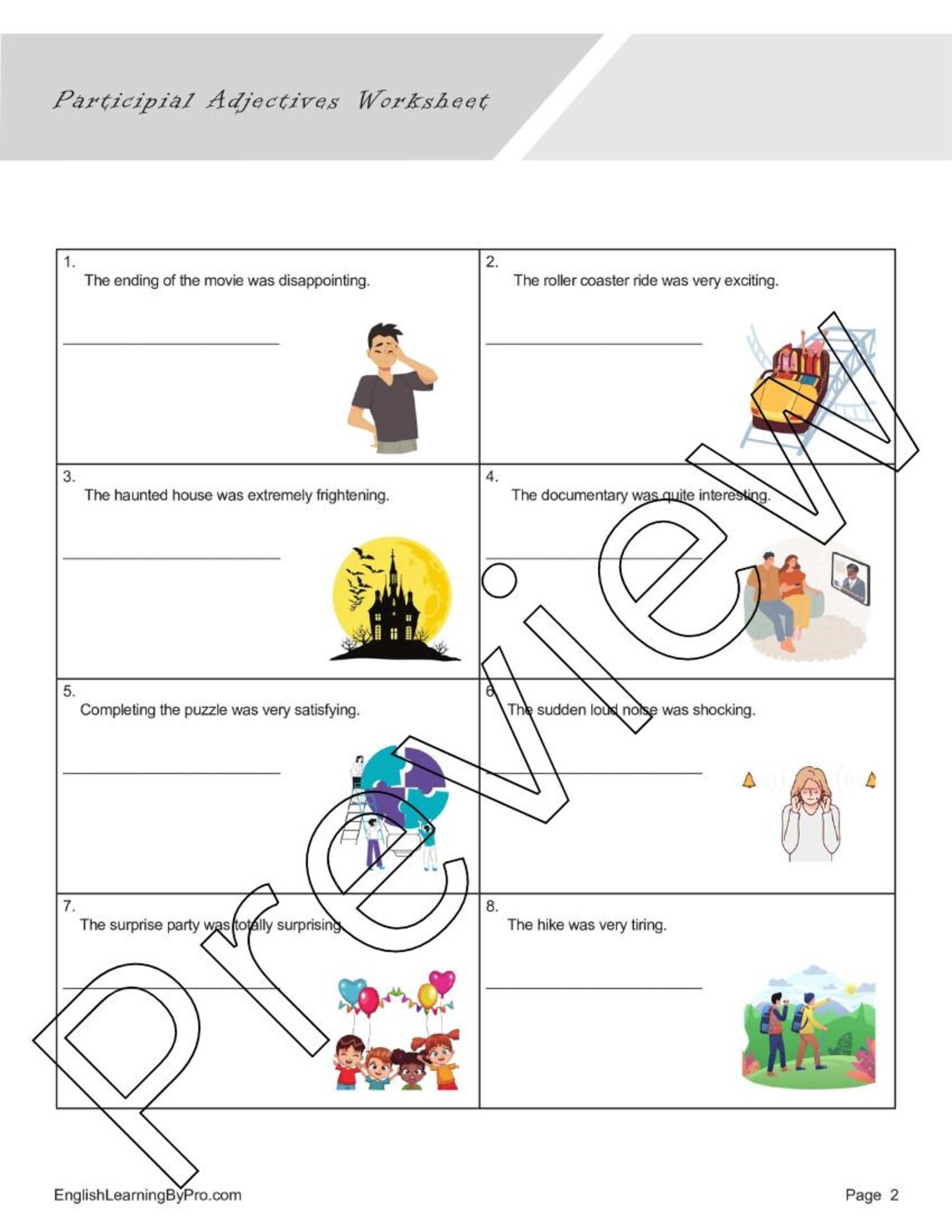 Participial Adjectives Worksheets Bundle for English Learners and ...