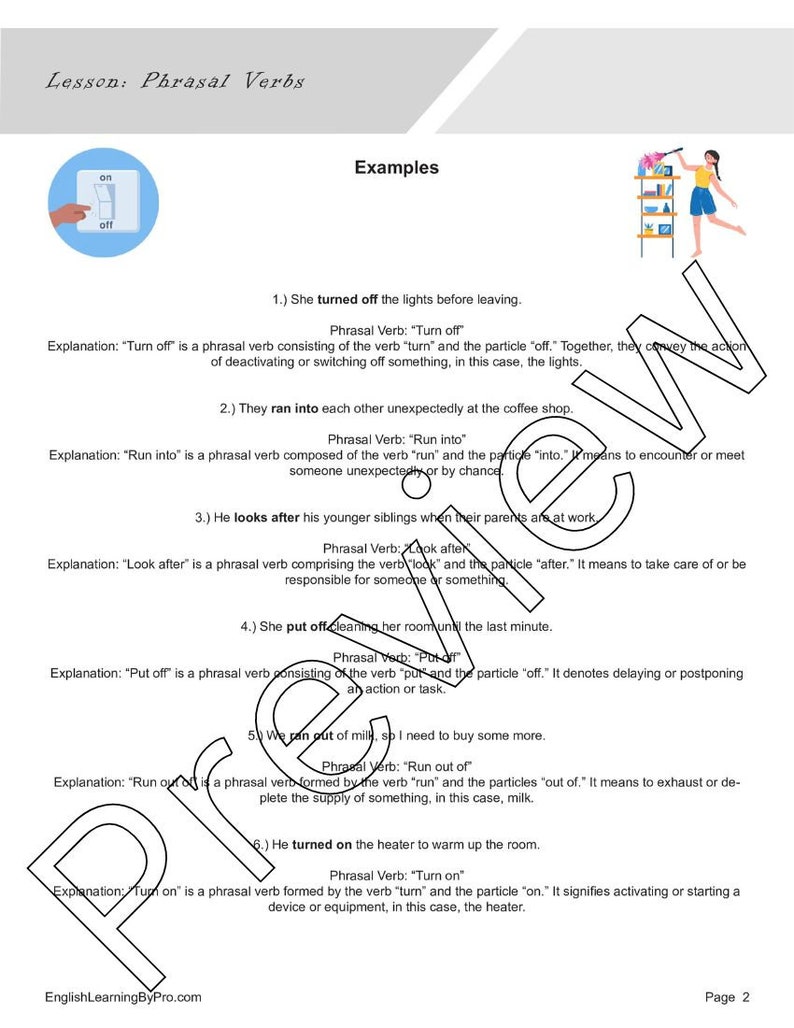 Phrasal Verbs Lesson: Introduction + 4 Worksheets (editable, Fillable ...