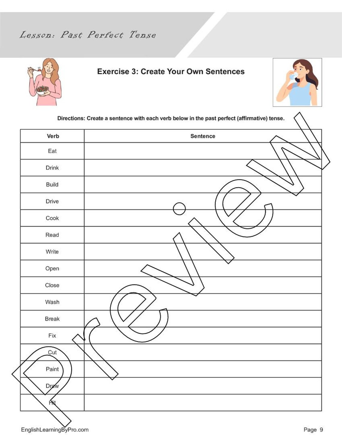 Past Perfect Tense Verbs Lesson: Introduction 3 Worksheets editable ...