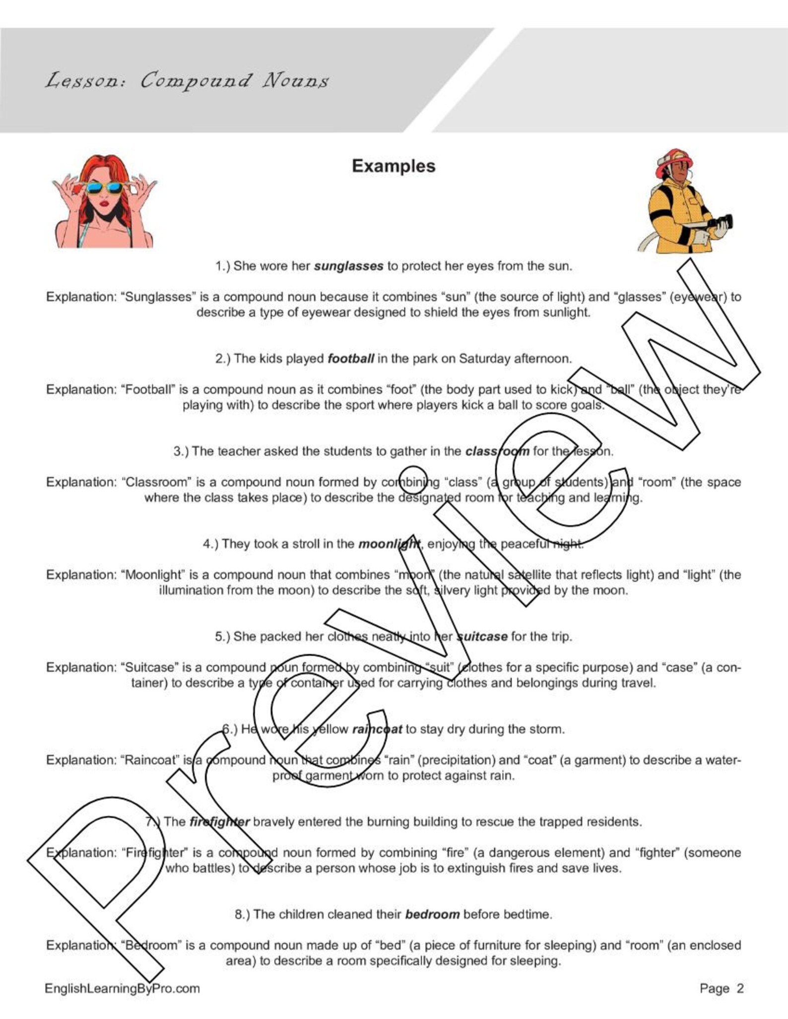 Compound Nouns Lesson: Introduction + 4 Worksheets (editable, Fillable ...