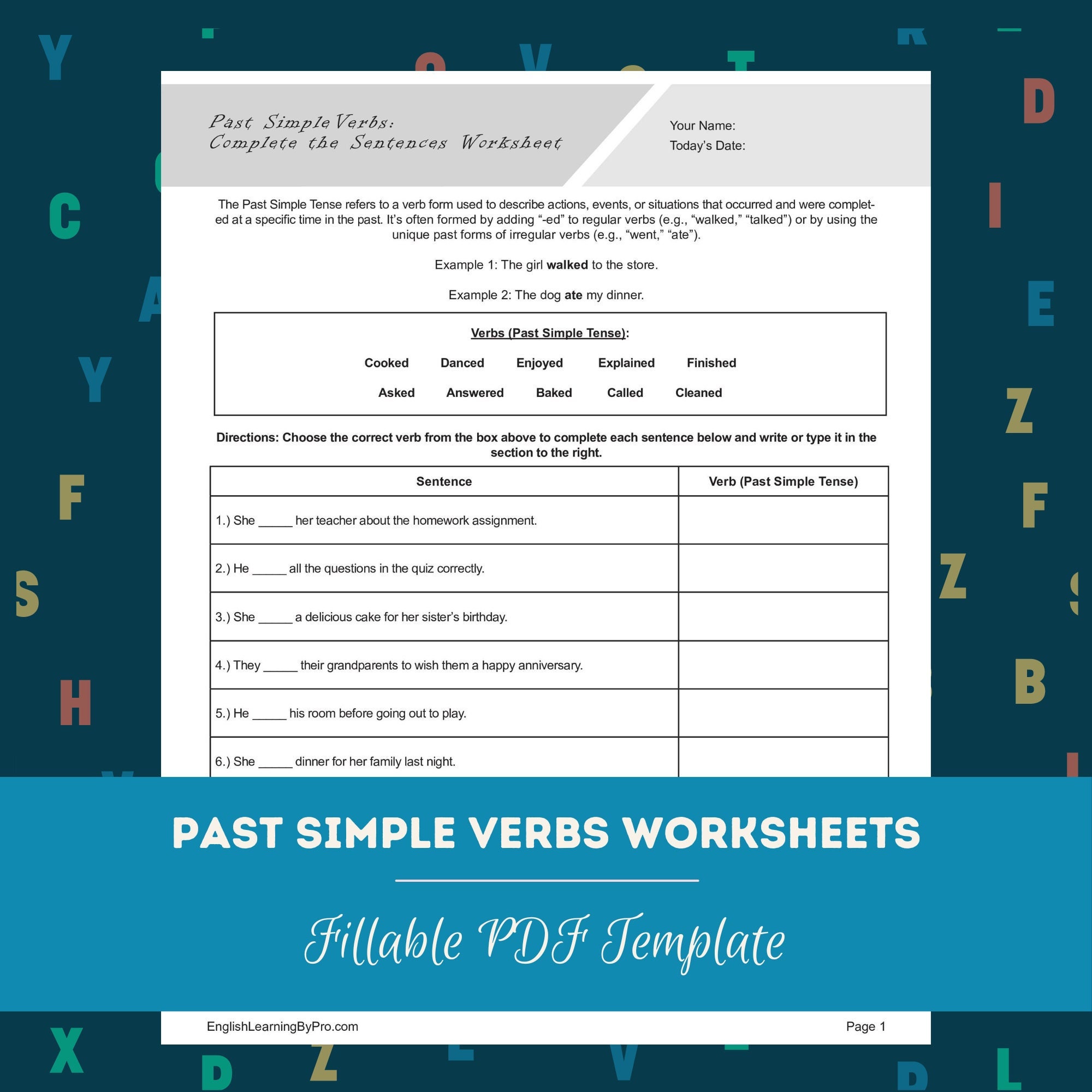 Past Simple Verbs Worksheets Bundle for English Learners and English ...