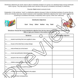 Distributive Adjectives Worksheets Bundle for English Learners and ...
