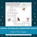 Animal Vocabulary Crossword Puzzle for English Learners and English ...
