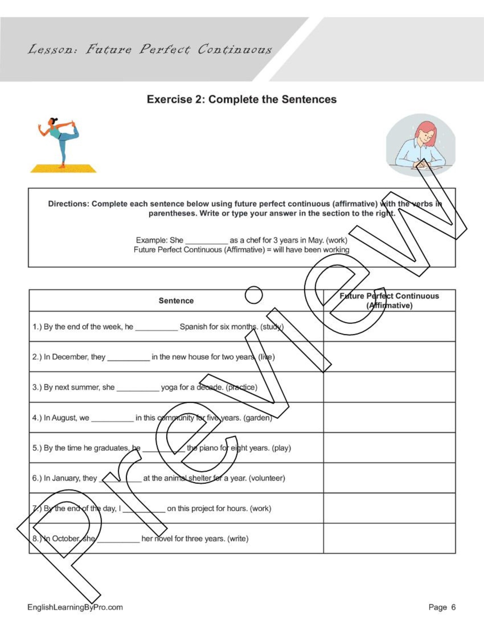 Future Perfect Continuous Tense Verb Lesson: Introduction 3 Worksheets ...
