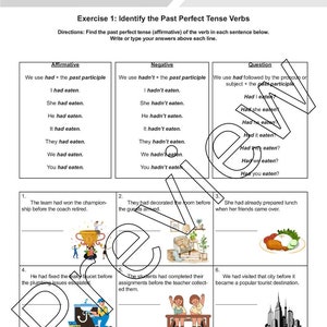 Past Perfect Tense Verbs Lesson: Introduction + 3 Worksheets (editable ...