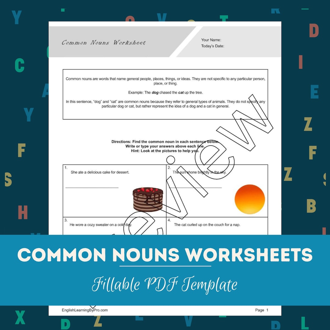 Common Nouns Worksheets Bundle for English Learners and English ...