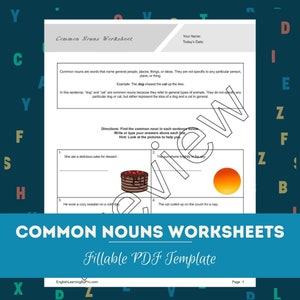 Common Nouns Worksheets Bundle for English Learners and English ...