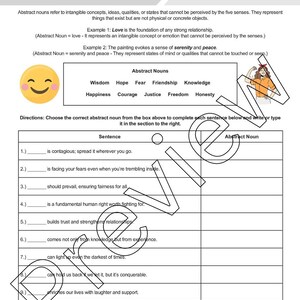 Abstract Nouns Worksheets Bundle for English Learners and English ...
