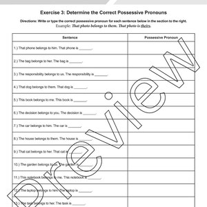Possessive Pronouns Lesson: Introduction + 3 Worksheets (editable ...