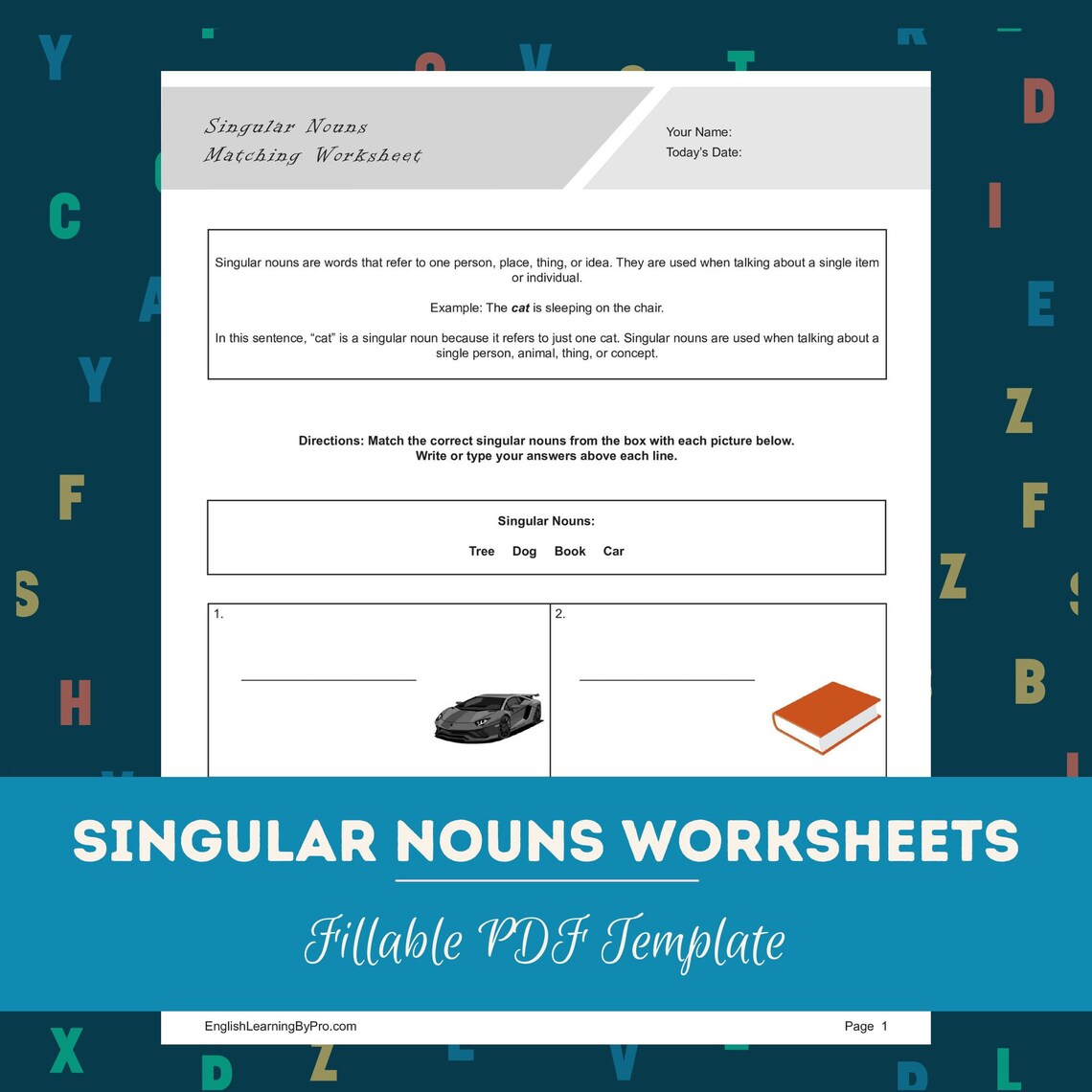 Singular Nouns Worksheets Bundle for English Learners and English ...