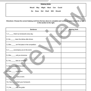 Helping Verbs Worksheets Bundle for English Learners and English ...
