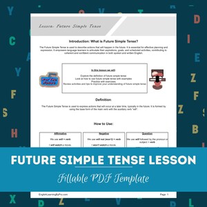 Future Simple Tense Verb Lesson: Introduction + 3 Worksheets (editable ...