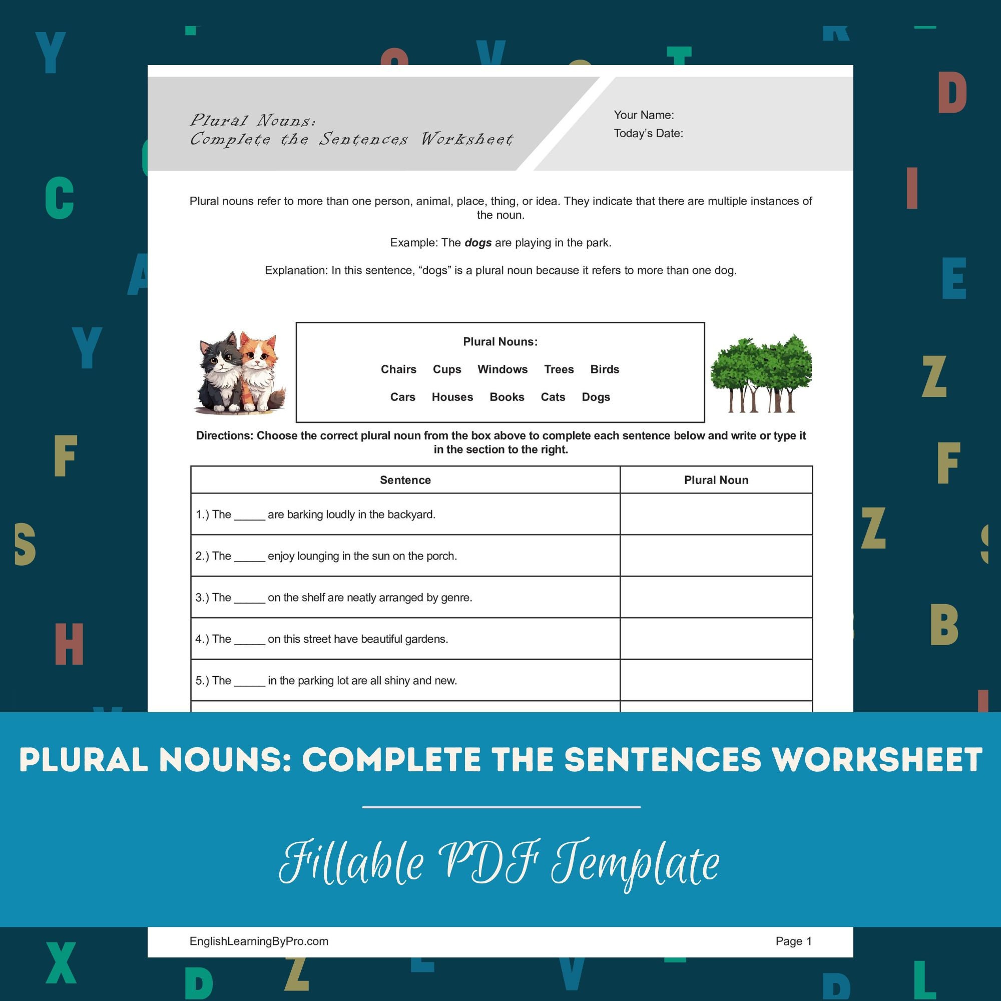 Noun Worksheets Bundle for English Learners and English Teachers ...