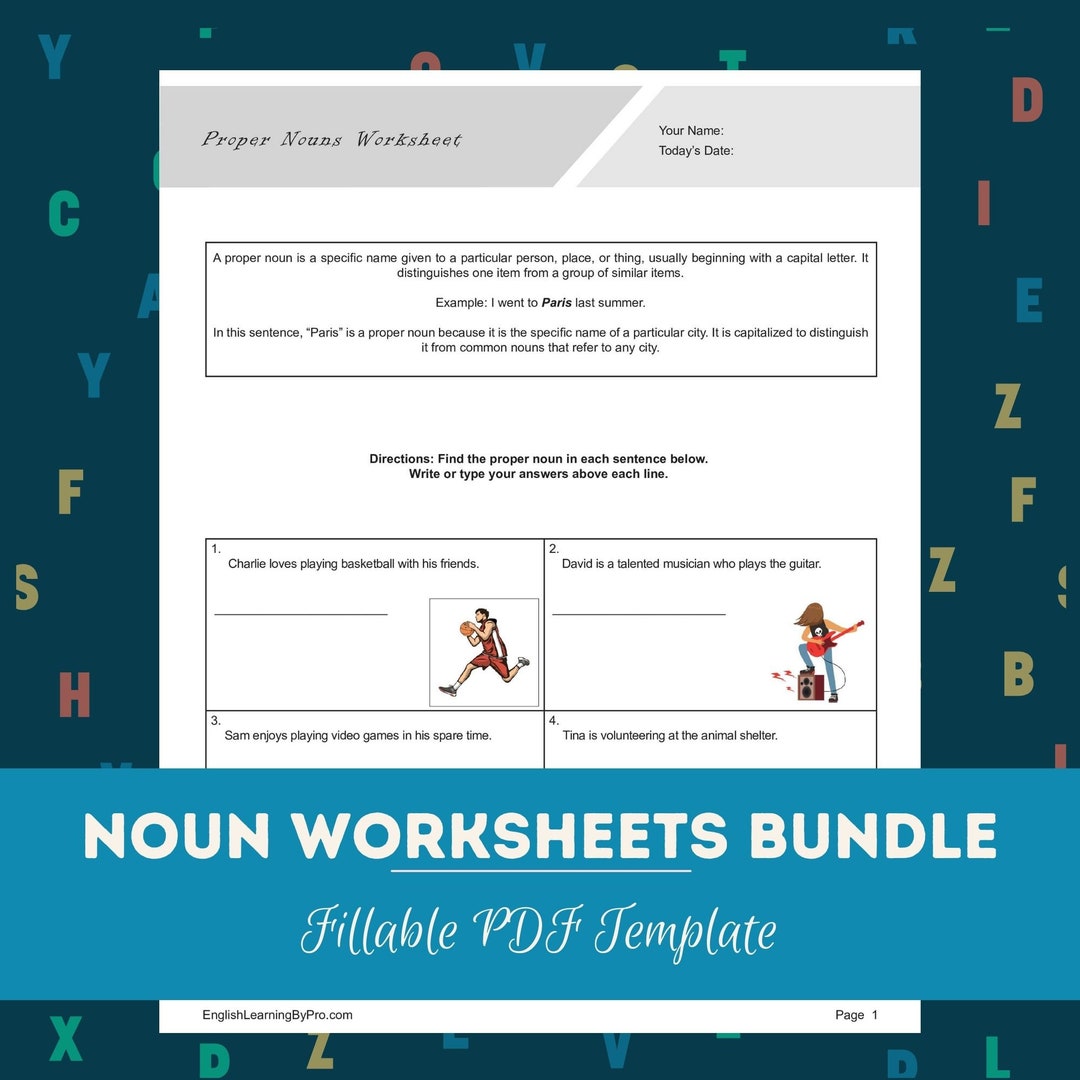 Noun Worksheets Bundle for English Learners and English Teachers ...