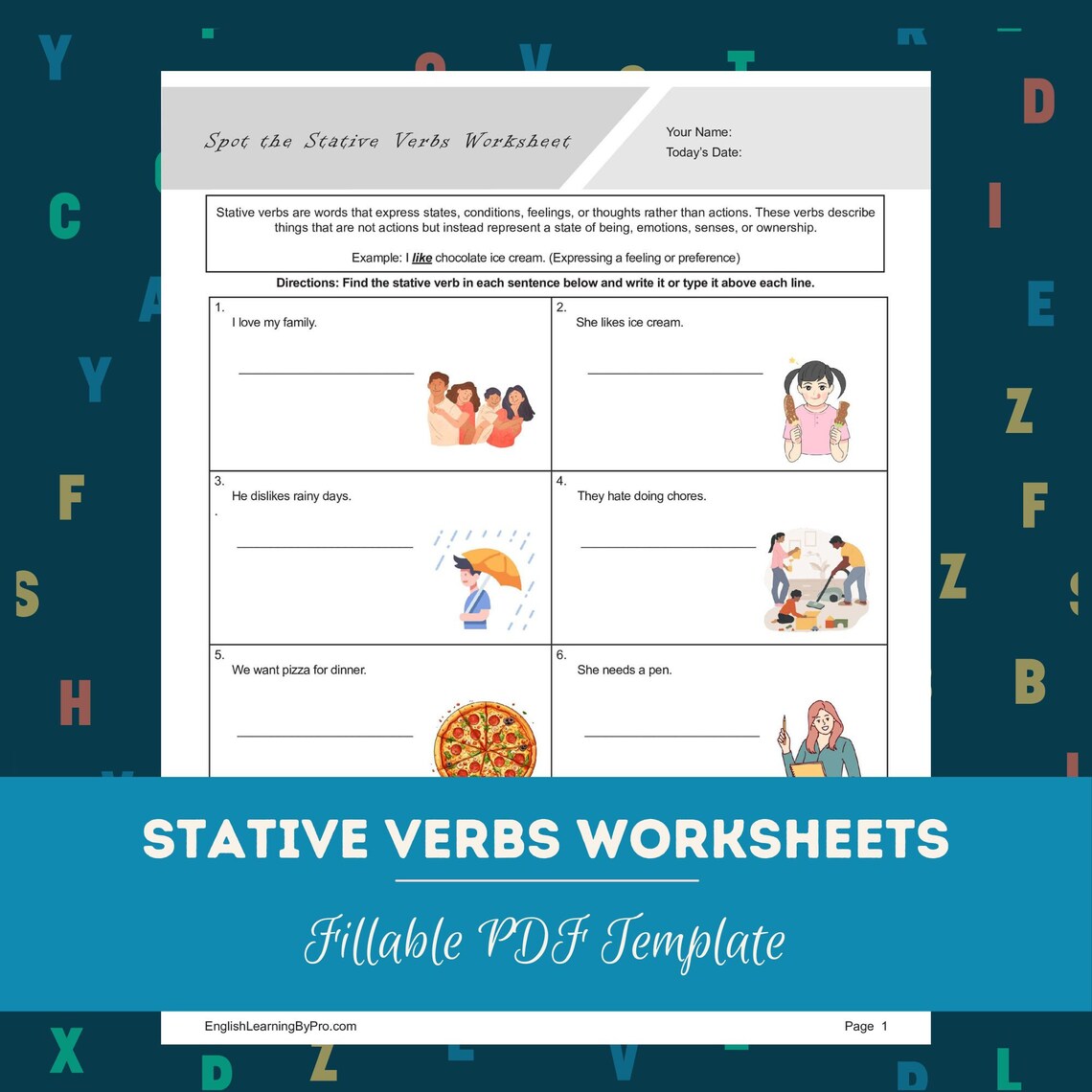 Stative Verbs Worksheets Bundle for English Learners and English ...