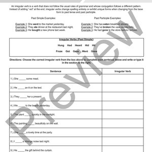 Irregular Verbs Worksheets Bundle for English Learners and English ...