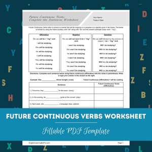 Future Continuous Verbs Worksheets Bundle for English Learners and ...
