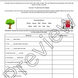 Concrete Nouns Worksheets Bundle for English Learners and English ...