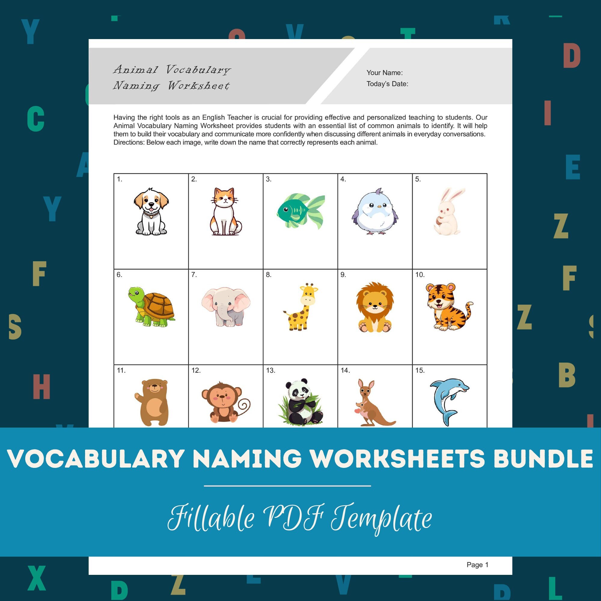 Vocabulary Naming Worksheets Bundle for English Learners and English ...