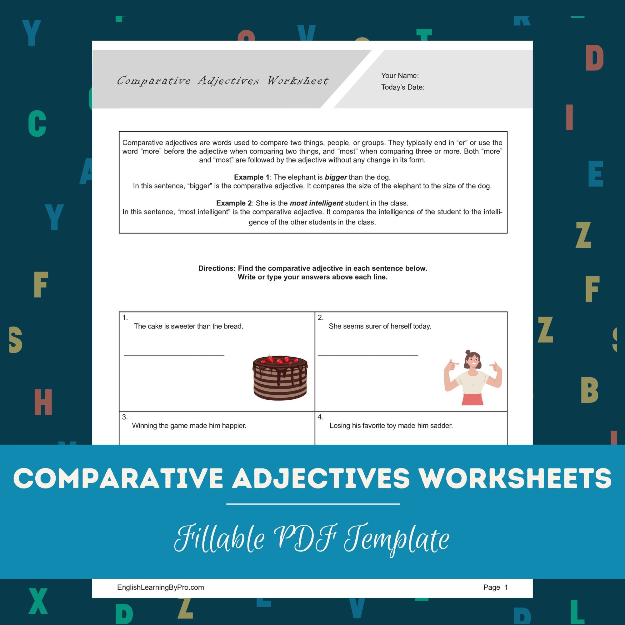 Comparative Adjectives Worksheets Bundle for English Learners and ...