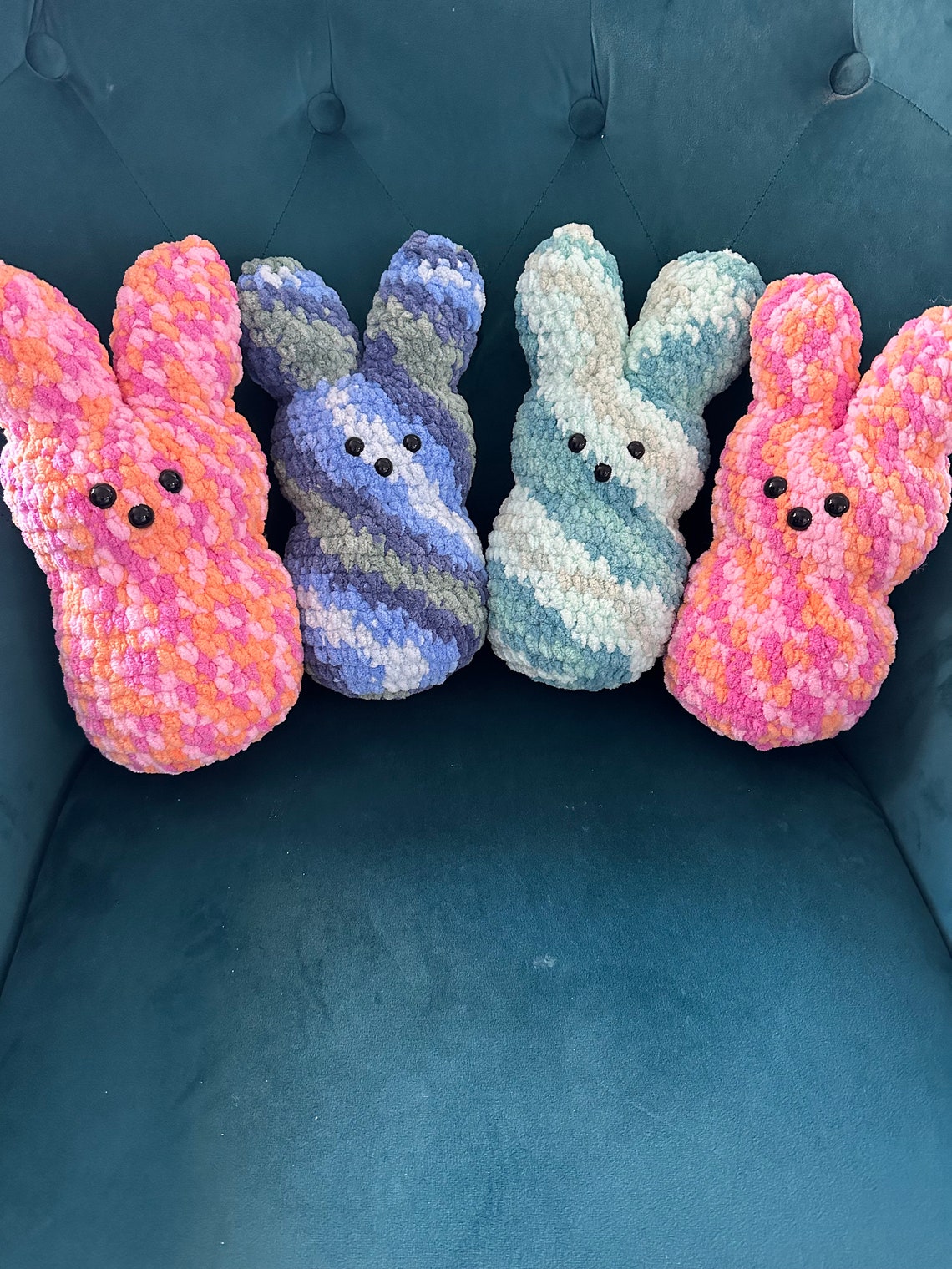 Crochet Bunny Peep Easter Plushie Customized Color Stuffy Amigurumi - Etsy