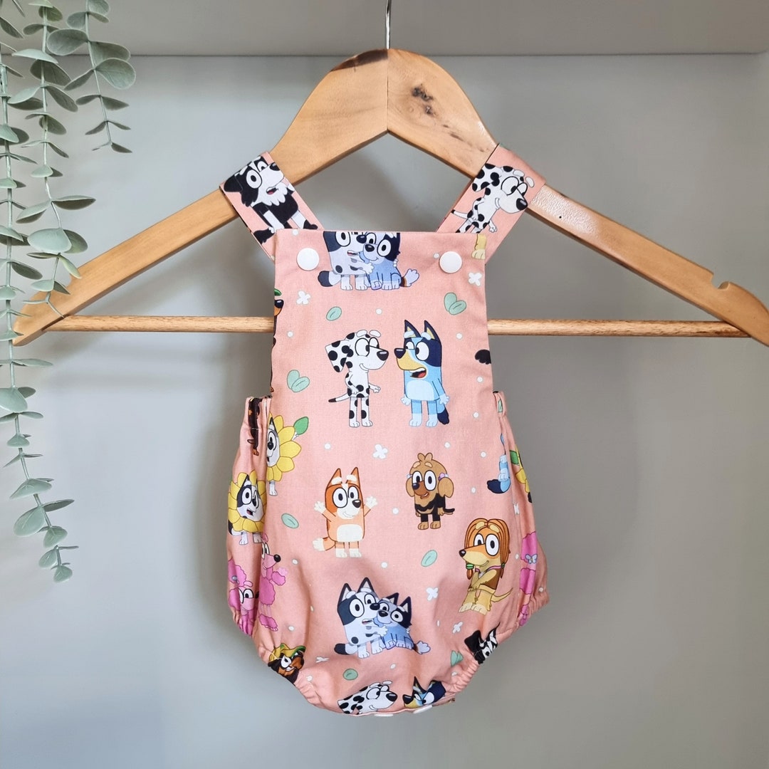 Handmade Bluey Baby Overall Romper, Bluey Baby Romper, Bluey Romper ...