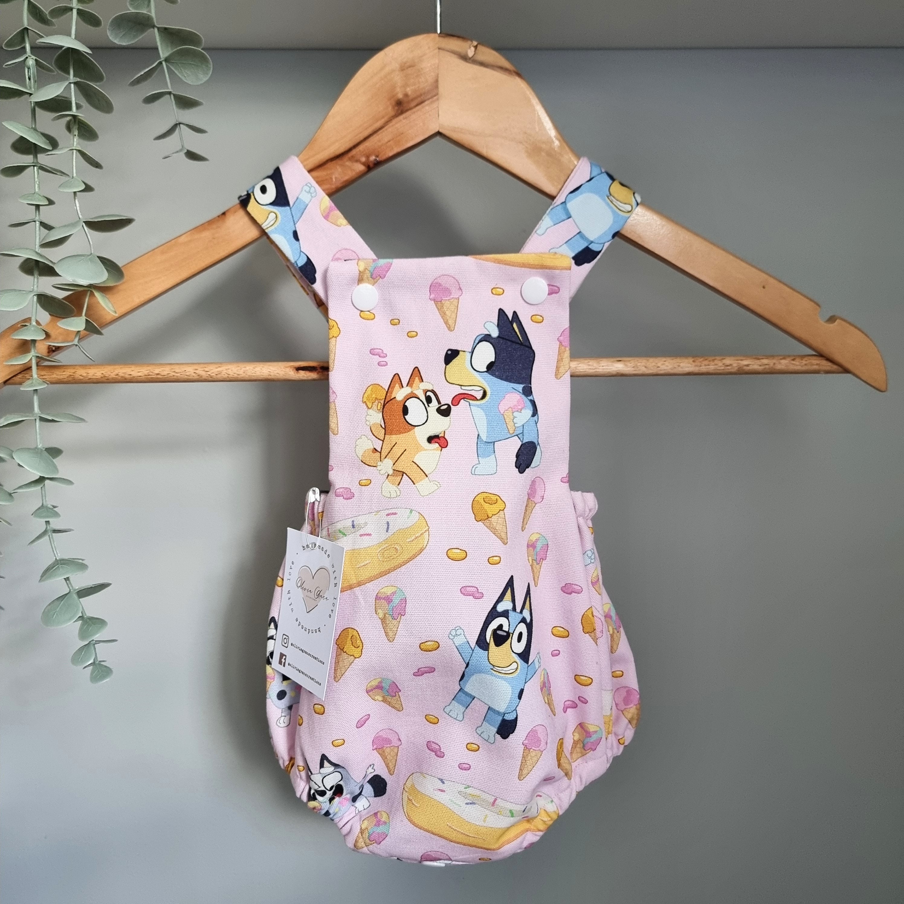 Handmade Bluey Baby Overall Romper, Bluey Baby Romper, Bluey Romper ...