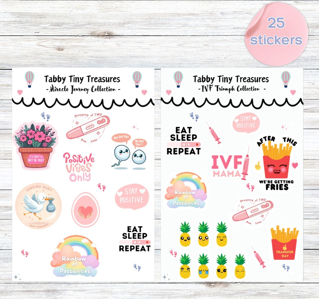 IVF Motivational 2 Sticker Sheet Pack, Infertility Journey, 25 ...