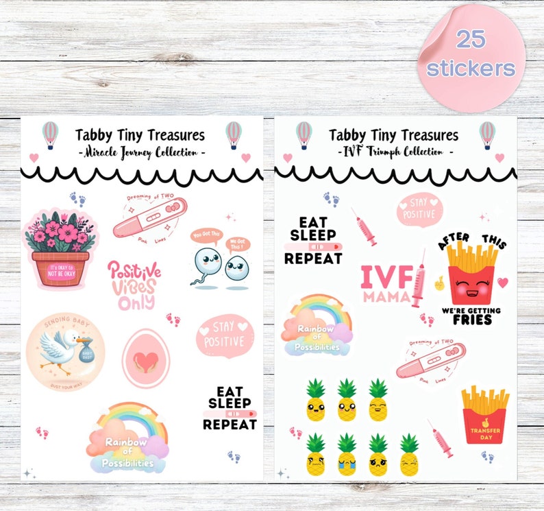 IVF Motivational 2 Sticker Sheet Pack, Infertility Journey, 25 ...
