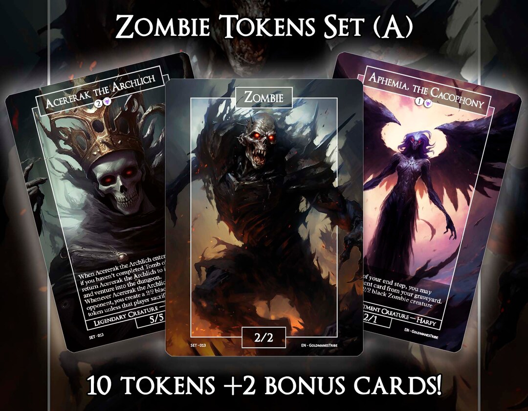 Zombie Tokens Set A 12 Cards MTG Tokens MTG Proxies Magic the Gathering ...