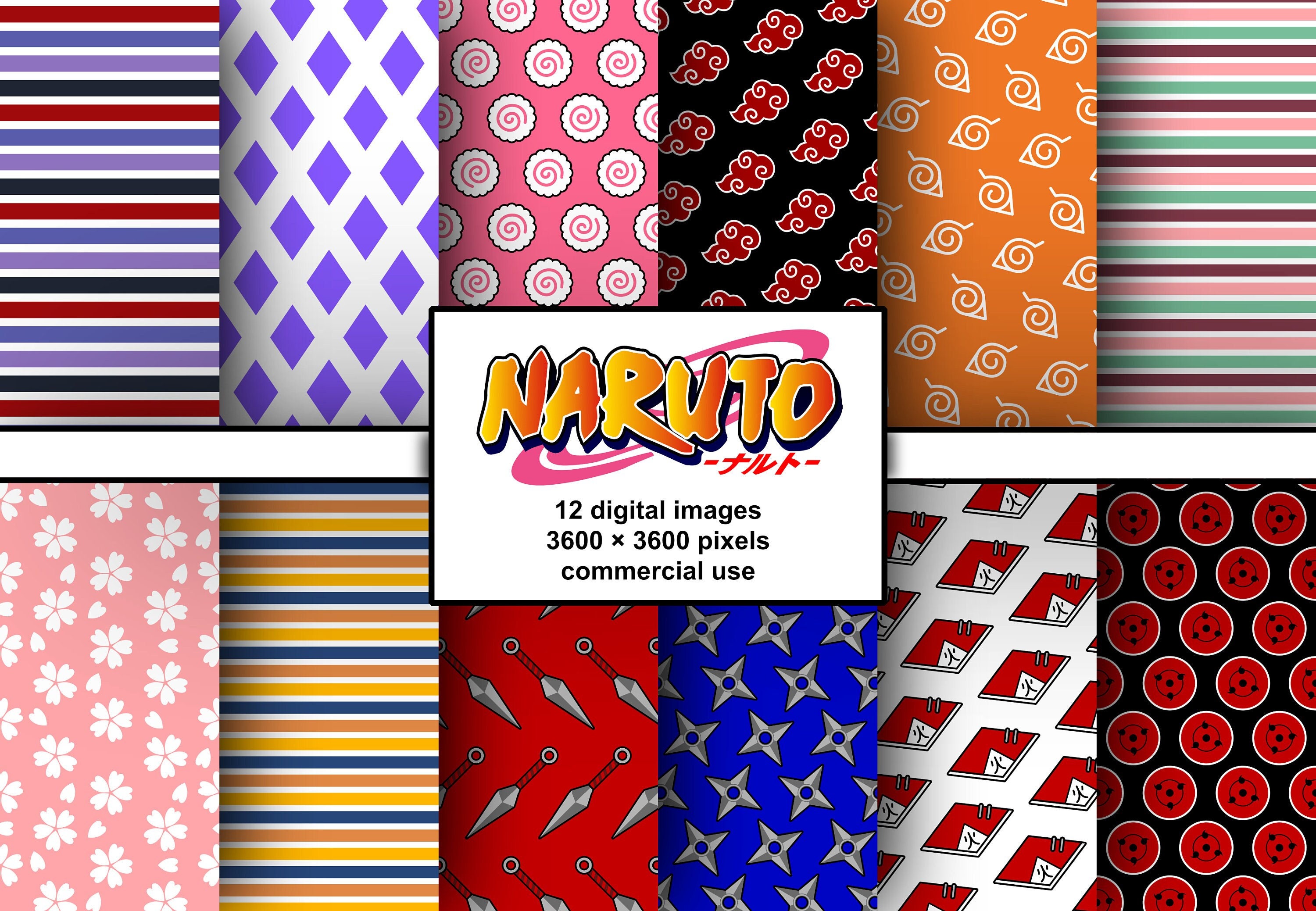 Naruto Digital Paper Seamless Pattern Anime - Etsy