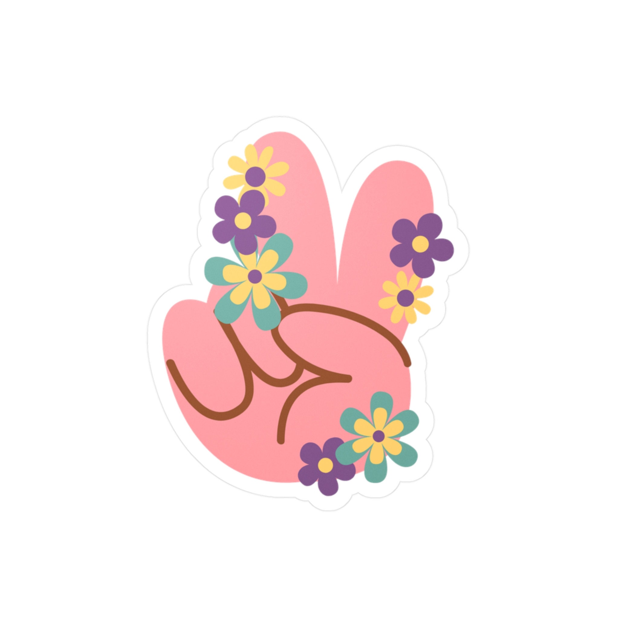 Pink Groovy Peace Sign Hand Vinyl Decal - Etsy
