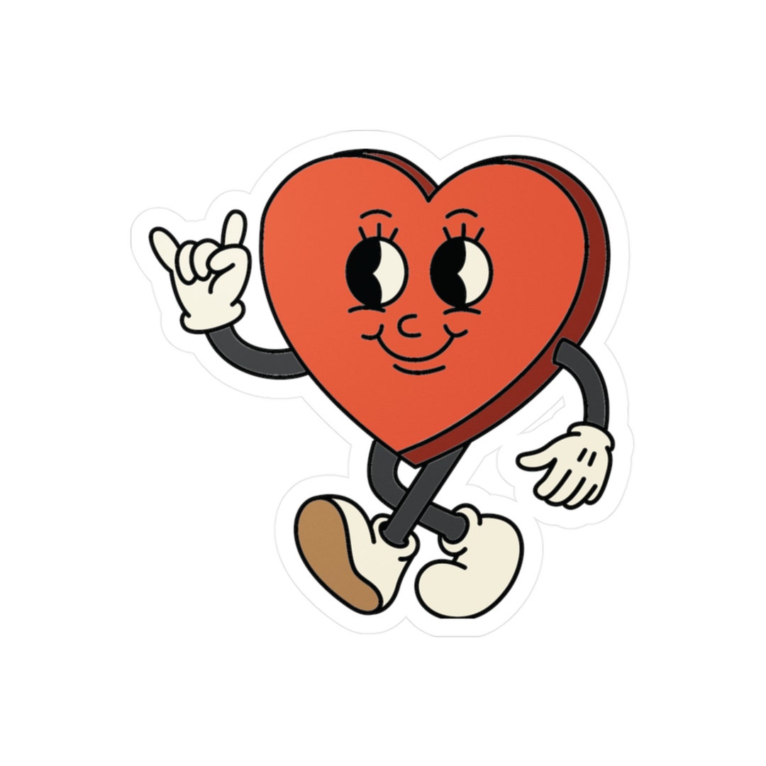 Cartoon Heart Rock on Vinyl Decal - Etsy