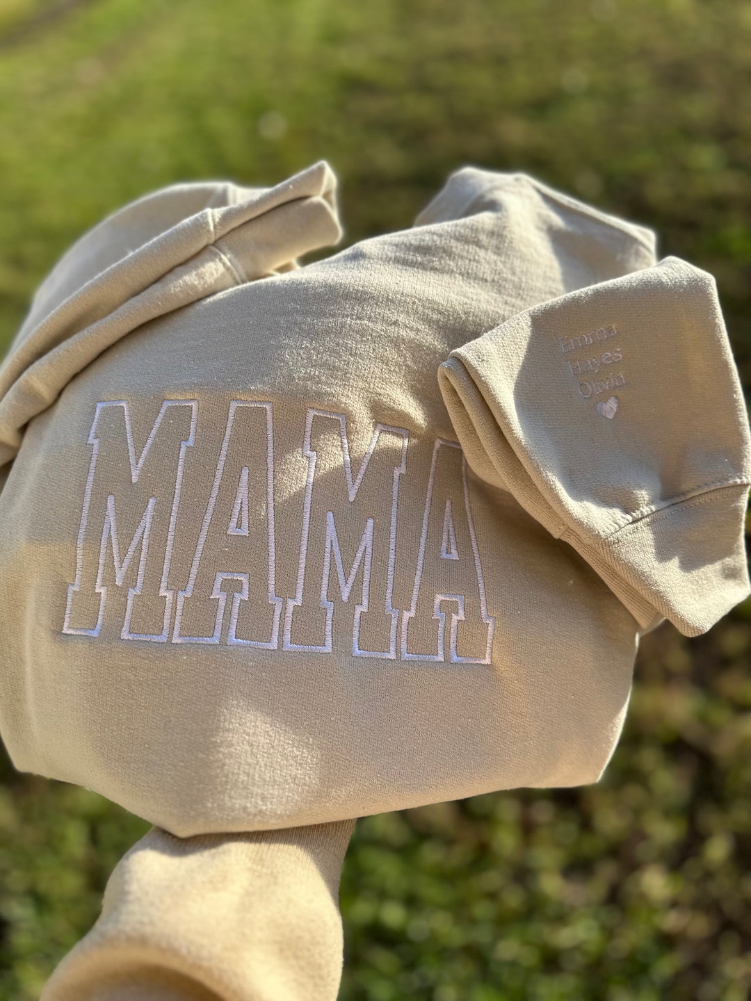 Custom Embroidered Mama Sweatshirt, Monochromatic Mama Pullover, Mom ...