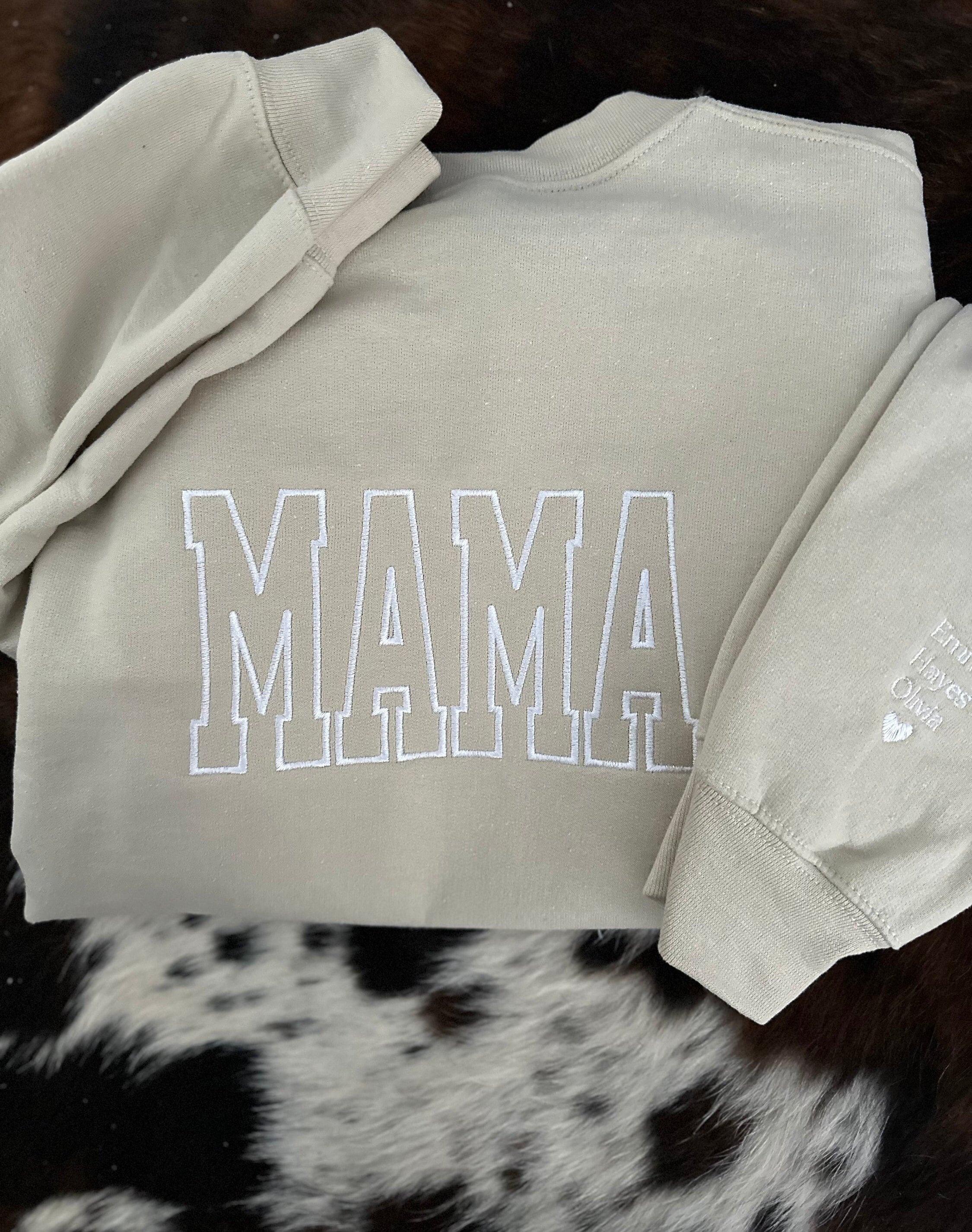 Custom Embroidered Mama Sweatshirt, Monochromatic Mama Pullover, Mom ...