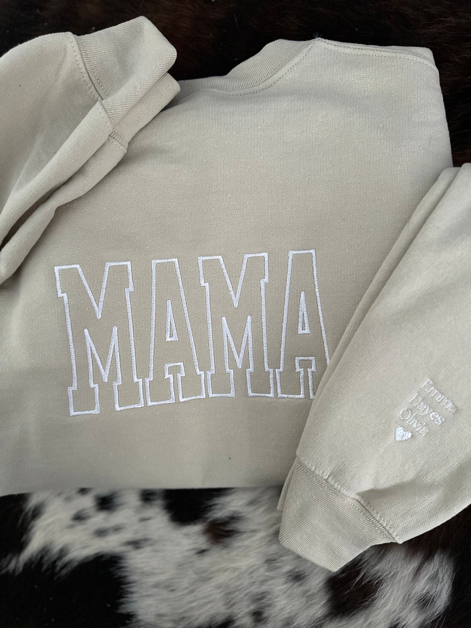 Custom Embroidered Mama Sweatshirt, Monochromatic Mama Pullover, Mom ...