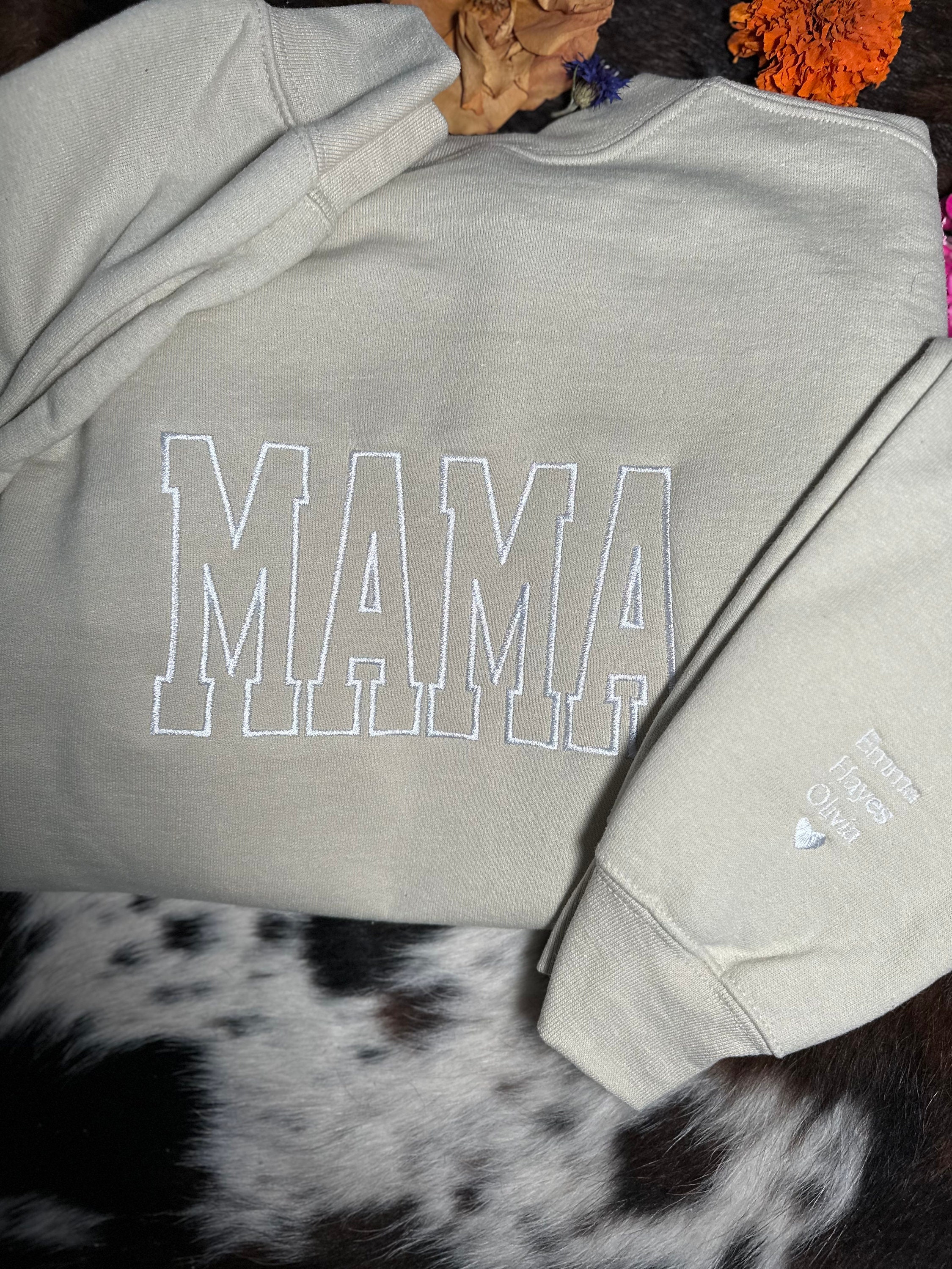 Custom Embroidered Mama Sweatshirt, Monochromatic Mama Pullover, Mom ...