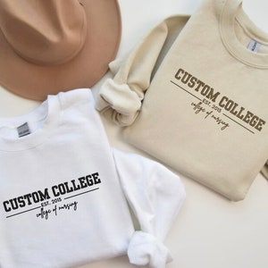 Custom College Embroidered Sweatshirt, Custom College Crewneck ...
