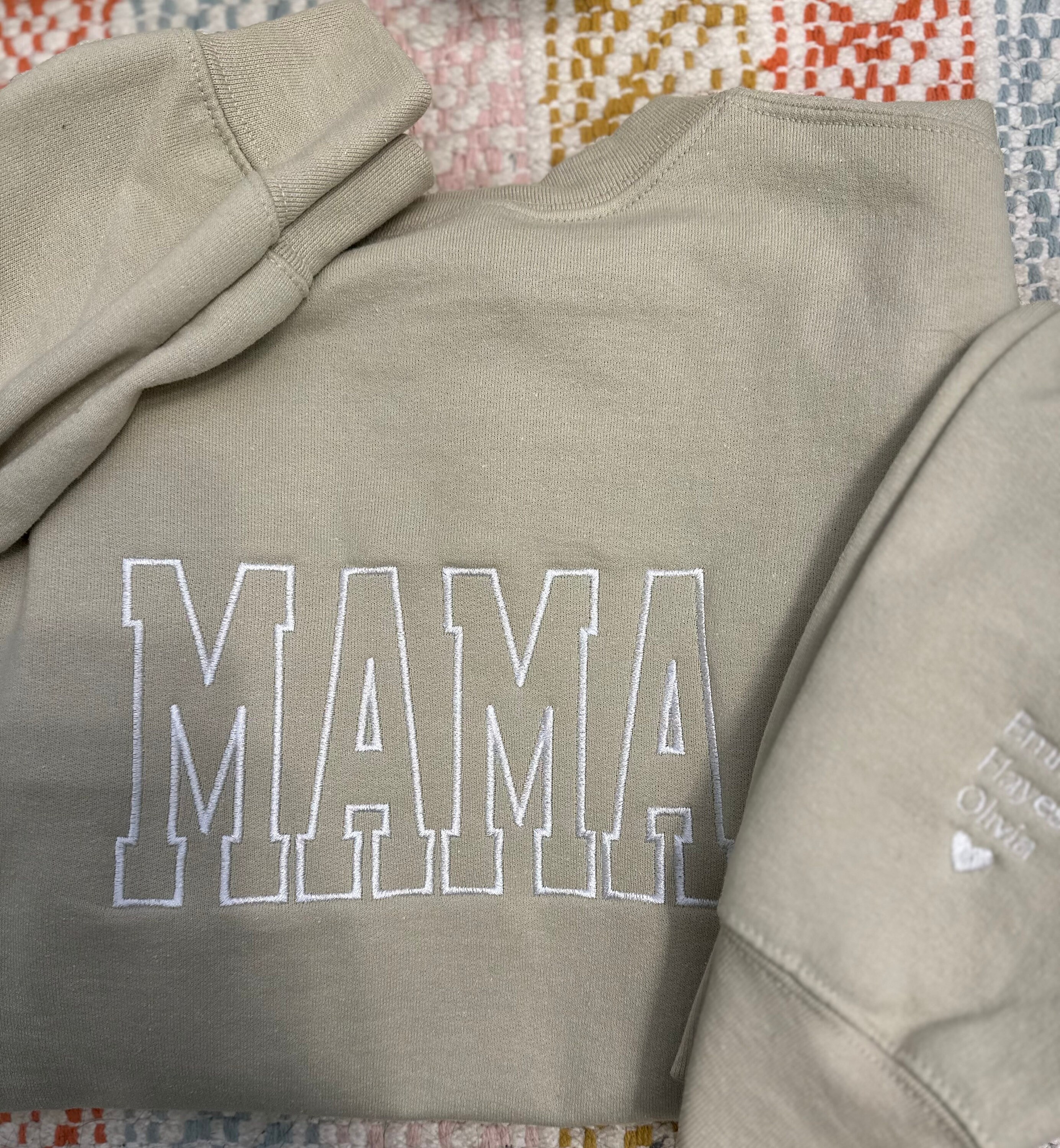 Custom Embroidered Mama Sweatshirt, Monochromatic Mama Pullover, Mom ...
