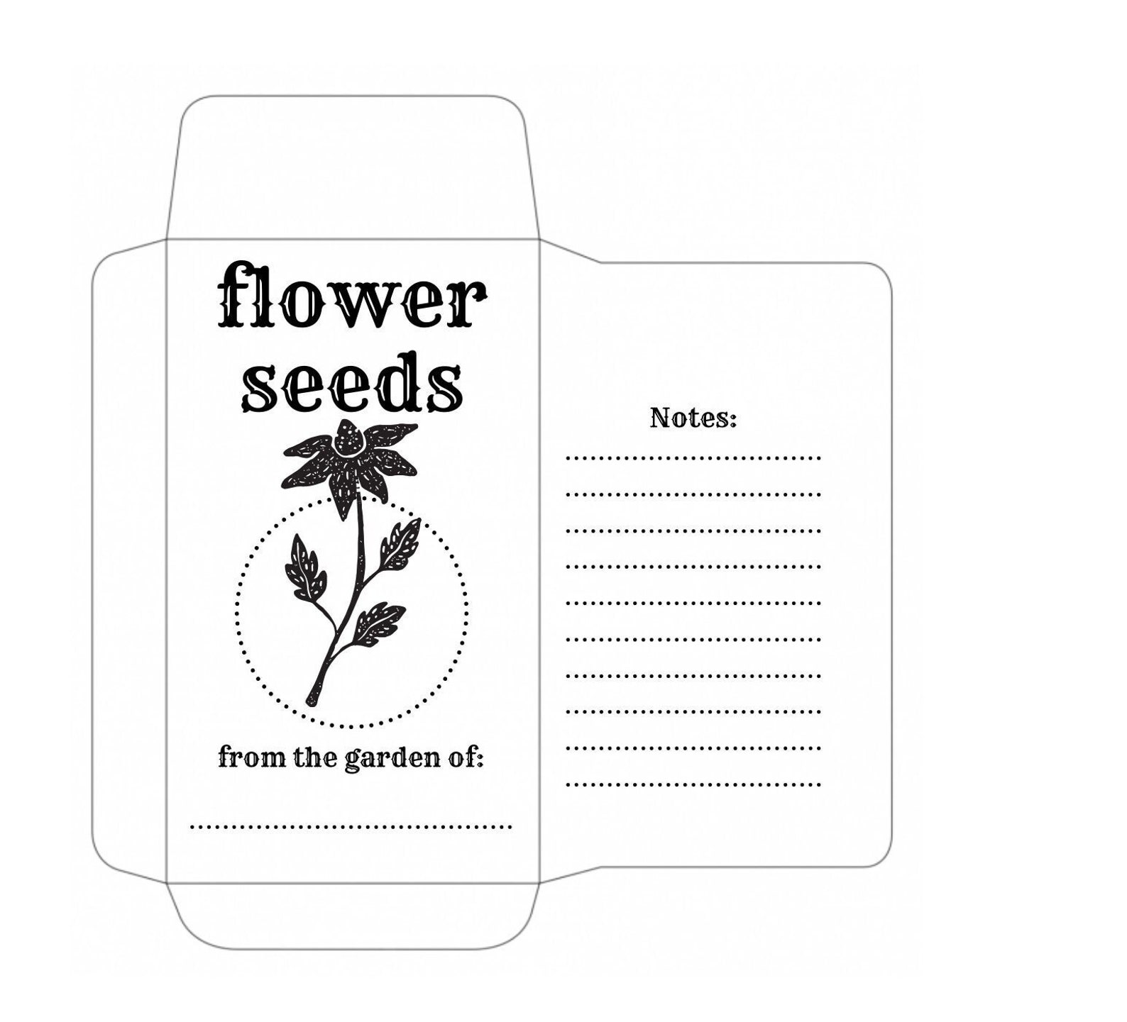 Printable Seed Packet Template Envelope Flower 2.875