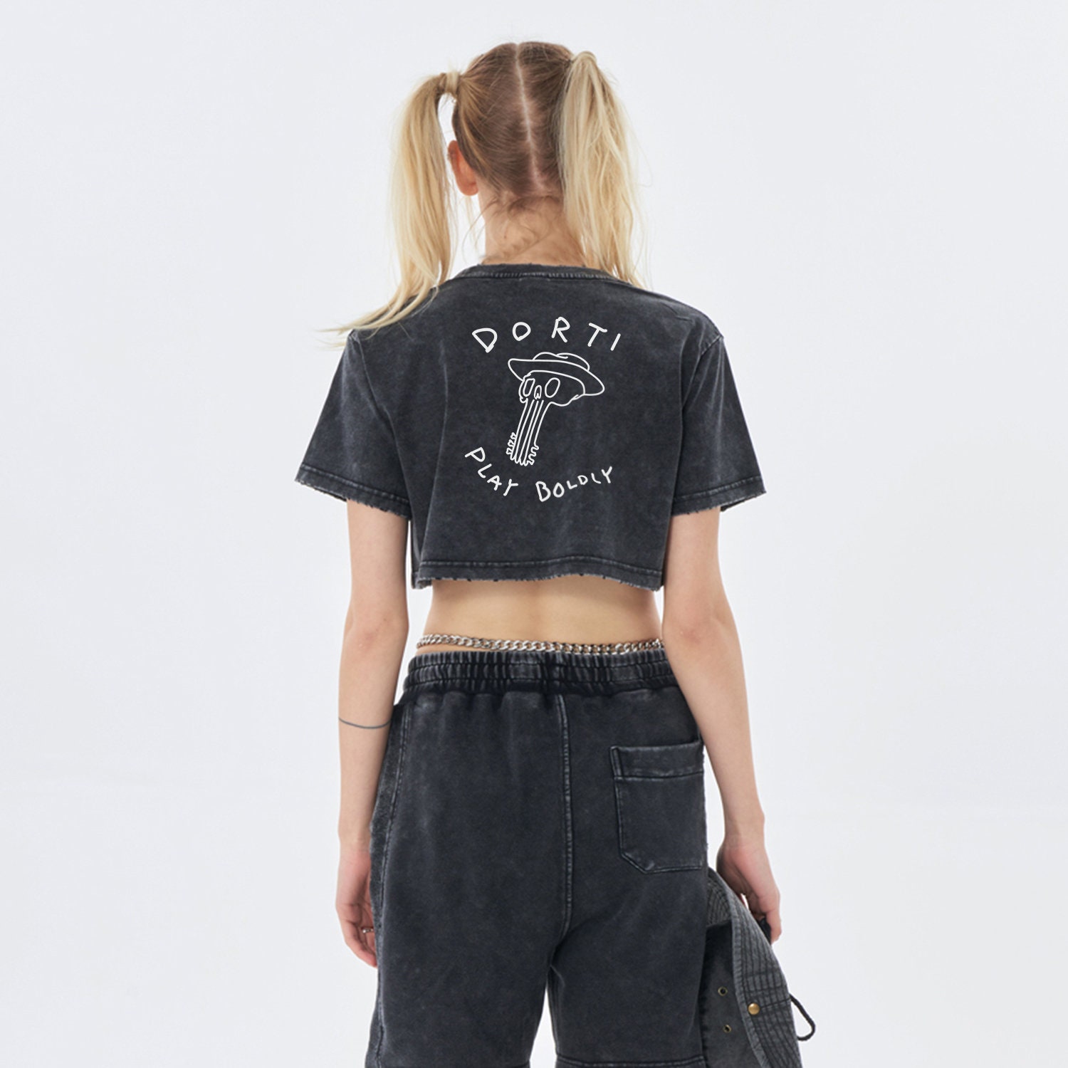 DORTI Women's play Boldly Snow Wash Crop Top T-shirt Summer Crop Top ...