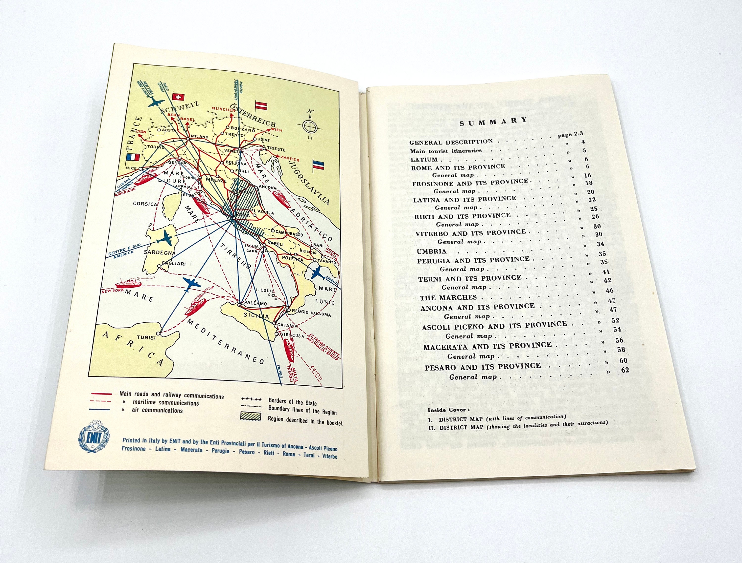 1958 Vintage Guidebook/map for Italy. Written in Italian. - Etsy