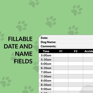 Dog Activity Tracker, Chart, and Schedule potty, Training, Feeding ...