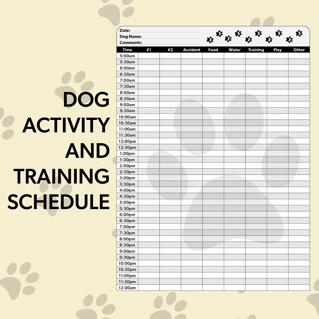 Dog Activity Tracker, Chart, and Schedule potty, Training, Feeding ...